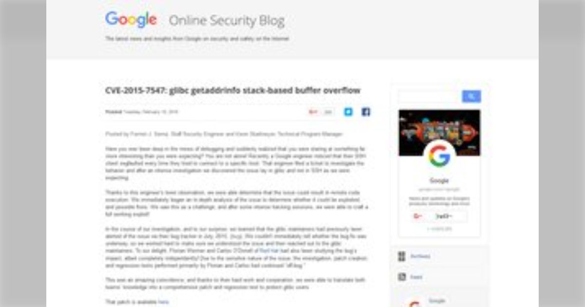 CVE-2015-7547: Critical Vulnerability in glibc getaddrinfo - posfie