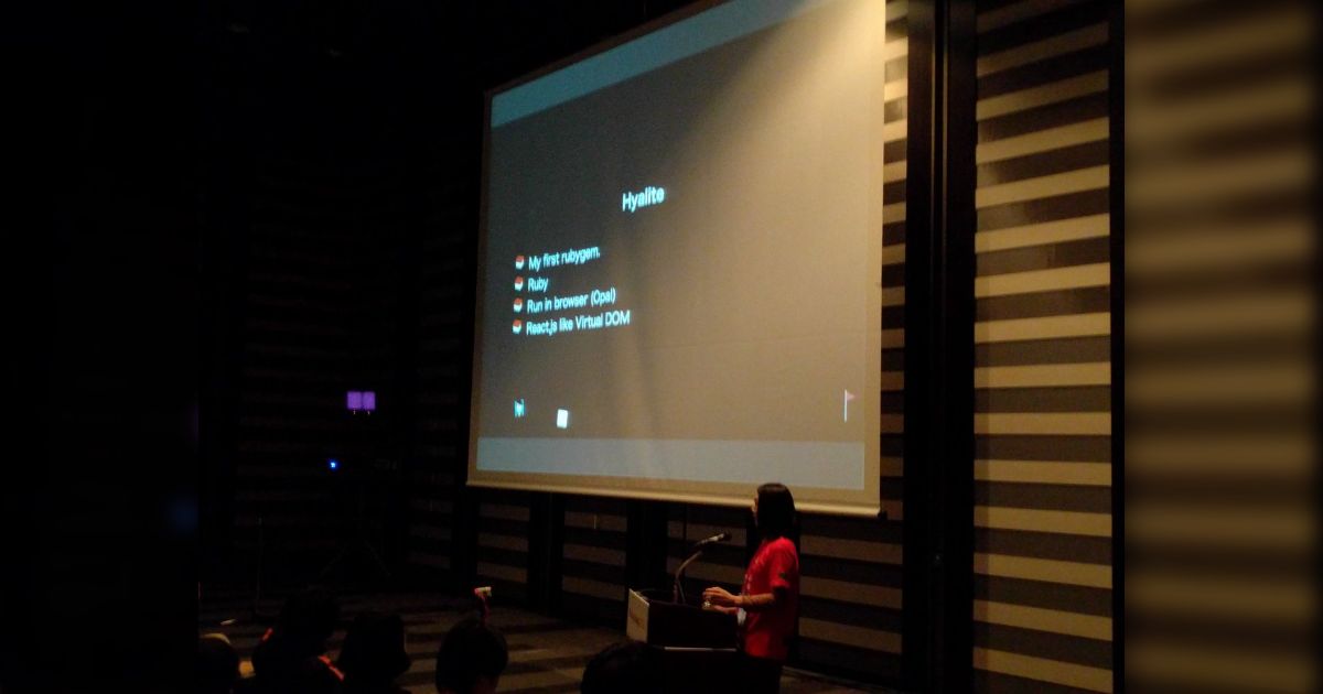 RubyでWebアプリ!? ReactjsぽいことができるHyaliteを使えばMatzが追いかけてくるスライドもすぐ作れるよ #rubykaigi #rubykaigiB (2ページ目 ...