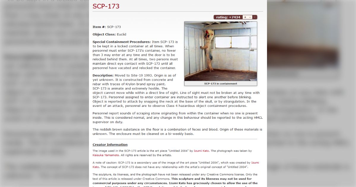 SCP-173の画像が自主削除へ～SCPの象徴的存在にして歪みの元凶～ - posfie