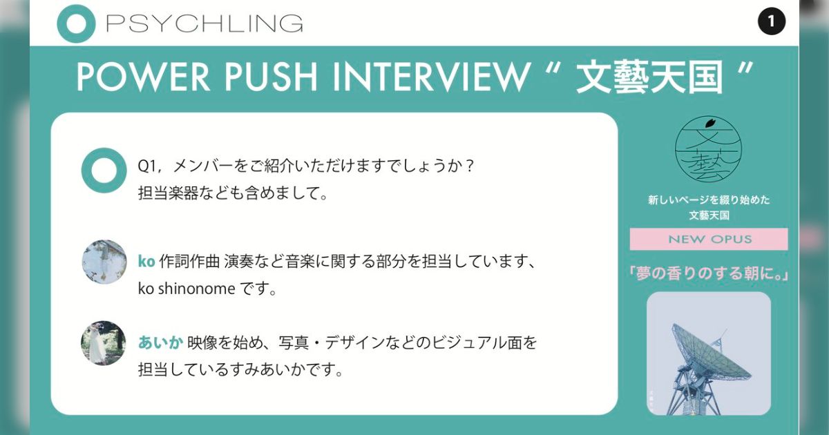 PSYCHLING POWER PUSH INTERVIEW 文藝天国! - posfie