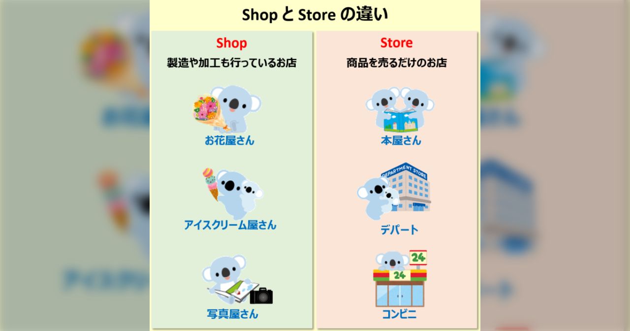 「Store」と「Shop」の違いは？コアラが教える英単語の使い分け解説イラストがわかりやすい - Togetter [トゥギャッター]