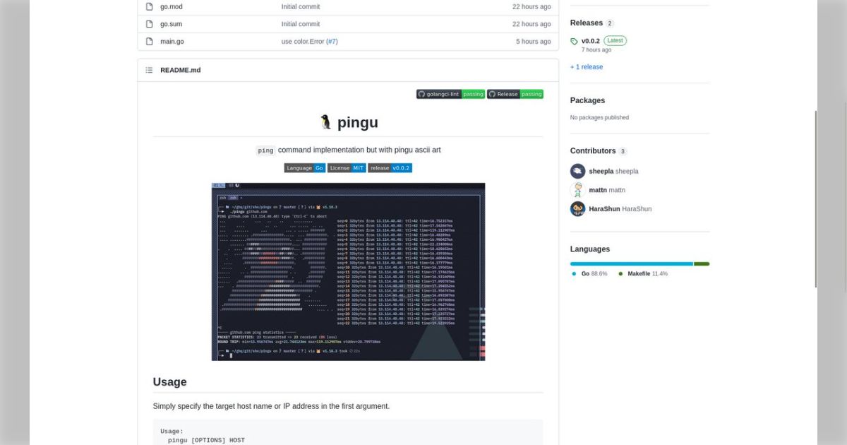 Pingコマンドでpingu ascii artを作成するGoアプリpinguが大変センスよく素晴らしくて面白感動したw - posfie