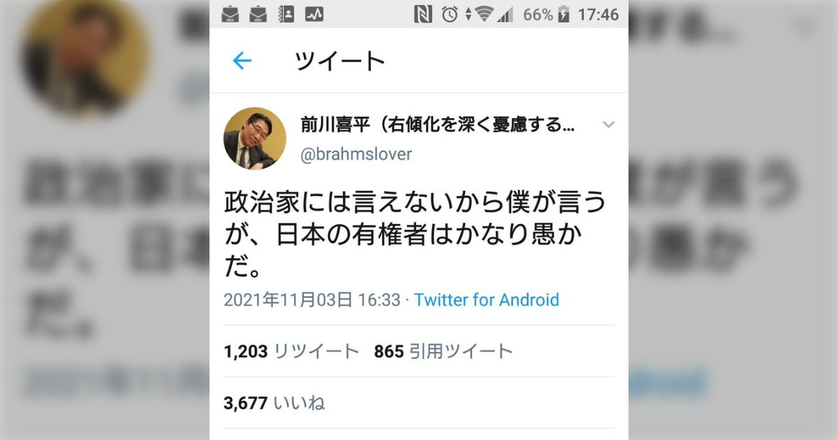 一市民曰く「日本の有権者はかなり愚かだ。」 - posfie