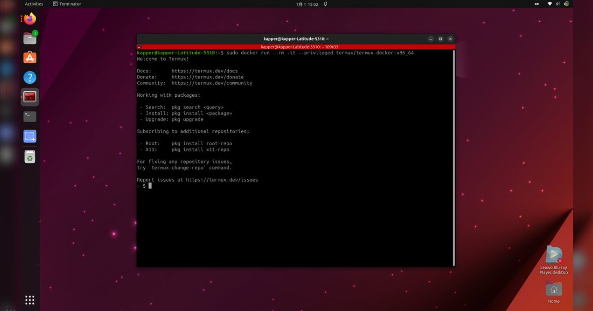 TermuxをDocker+UbuntuでAndroidを挟まずに直接動かしてみた。速いし練習用にはいいかも。そこからprootでArchや ...