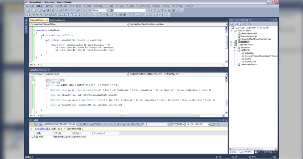 「やる夫で学ぶTDD」七日目 プログラマに優しいNEET判定をC#でやってみるよ #ytdd - posfie