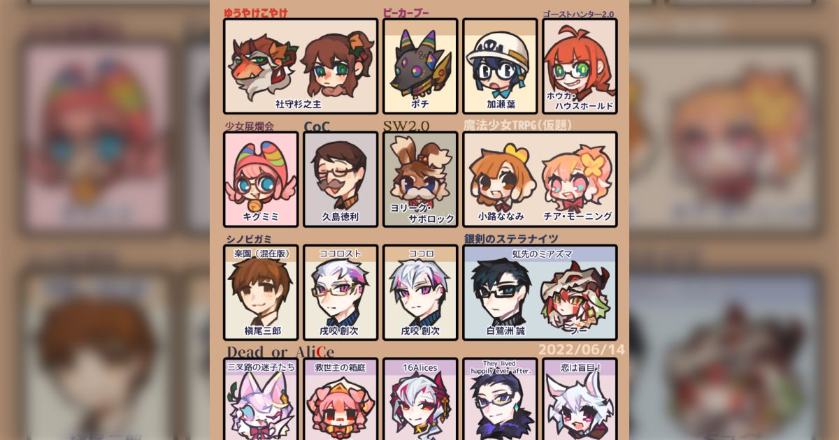 【TRPG】すのださんちの過去PCまとめ - posfie