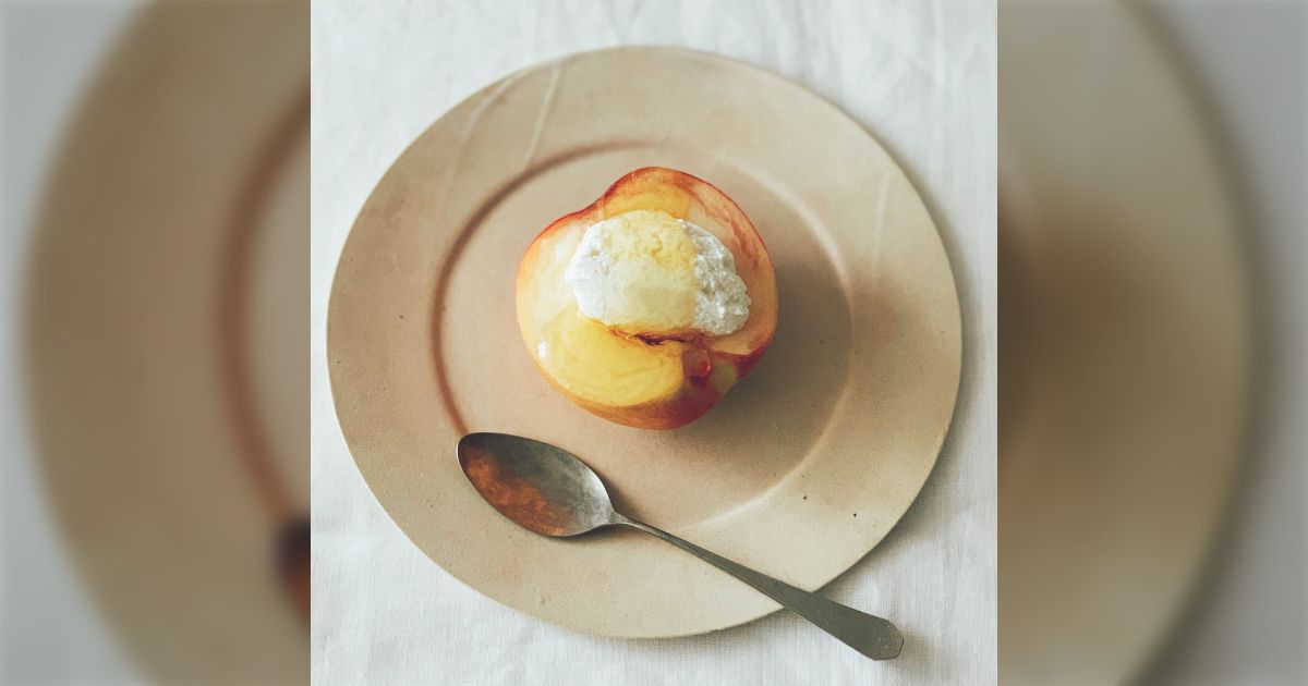 桃×ギリシャヨーグルト×はちみつ - posfie